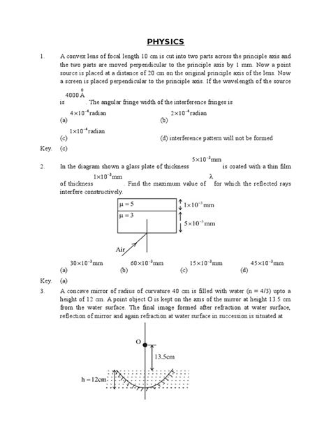 Optics Assignment Pdf Lens Optics Optics