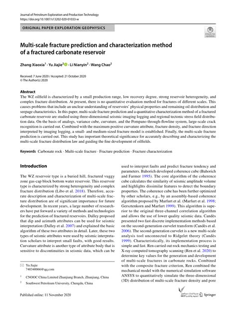 Pdf Multi Scale Fracture Prediction And Characterization Method Of A Fractured Carbonate Reservoir
