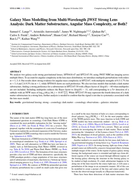 Galaxy Mass Modelling From Multi Wavelength Jwst Strong Lens Analysis Dark Matter Substructure