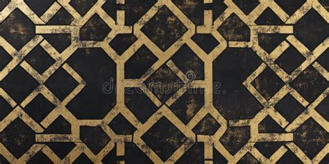 Geometric Pattern With Gold And Black Interlocking Shapes Stock Image Image Of Elegant Rich