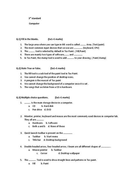 Std 3rd Computer Pdf Computing Software
