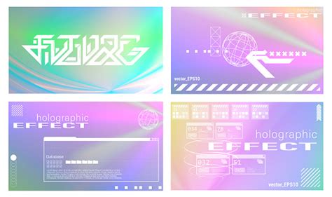 트렌디하고 요소가 있는 홀로그램 그라데이션 텍스처 세트 산성에 대한 스톡 벡터 아트 및 기타 이미지 산성 0명 3차원 형태 Istock