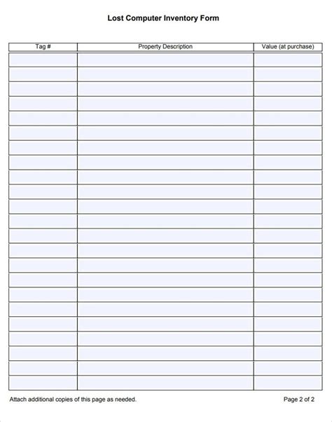 Free Printable Computer Inventory Template