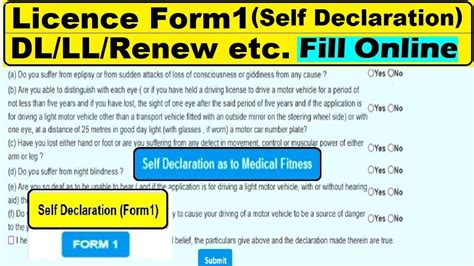 dl form 1 self declaration ll dl self declaration form 1 fill licence form1 self declaration
