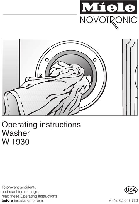 Miele W 1930 Washing Machine Operating Instructions Manual Pdf Download
