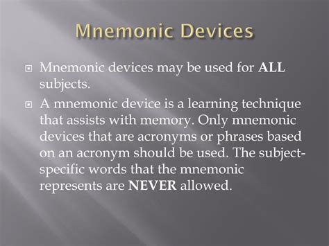 Mnemonic Devices For Psychology Terms