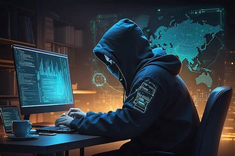 Premium Ai Image Hacker Coding At Night Cybersecurity Concept