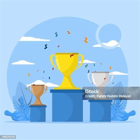 금 은 청동 상 기호 개념입니다 플랫 스타일의 트로피 아이콘이 있는 우승자 연단 흰색 고립된 배경에 있는 받침대 그림 메달