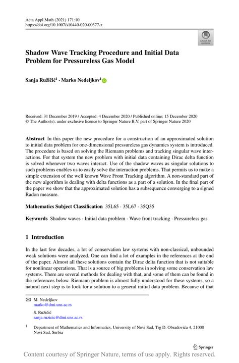 Shadow Wave Tracking Procedure And Initial Data Problem For
