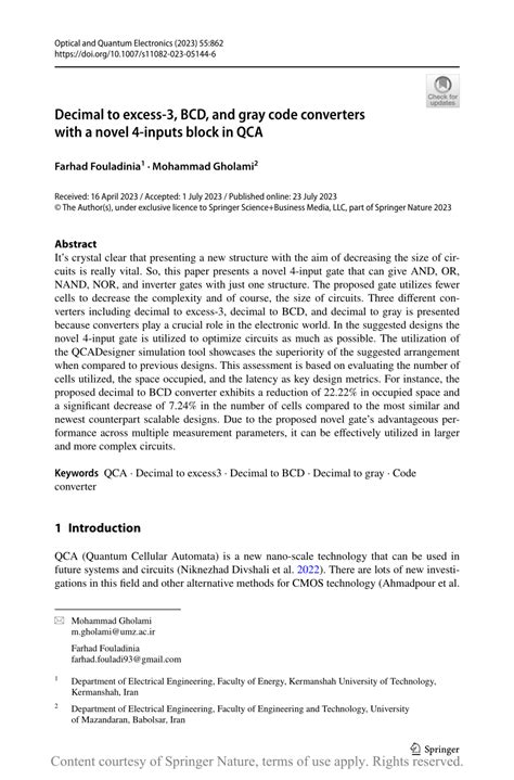 Decimal To Excess 3 Bcd And Gray Code Converters With A Novel 4