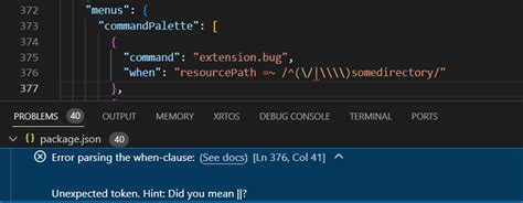Error Parsing The When Clause In Package Json Issue Microsoft Vscode GitHub