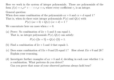 Solved Here We Work In The System Of Integer Polynomials