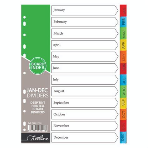 Treeline A4 Divider PVC Jan Dec BSC Business Systems Consumables