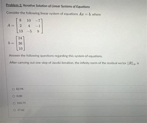 Solved Problem 2 Iterative Solution Of Linear Systems Of