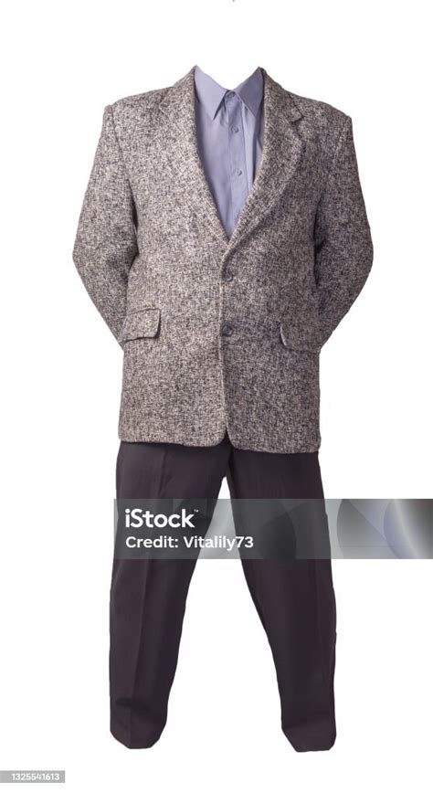 흰색 배경에 고립 된 남성 회색 재킷 셔츠와 바지 정장 정장 0명에 대한 스톡 사진 및 기타 이미지 0명 검은색 과거
