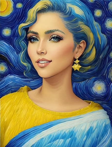 تصویرسازی دیجیتالی کیم کارداشیان در سبک ونگوگ 1723923