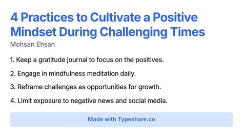 Mohsin Ehsan On Linkedin 4 Practices To Cultivate A Positive Mindset During Challenging Times Read…