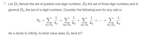 Sequences And Series Convergence Of The Sum Of All Odd Digit Numbers