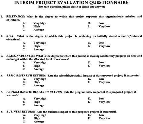 Example Questionnaire For Use By Peer Review Teams For Assessing Merit Download Scientific