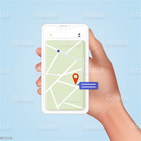 앱 전송 추적을 통해 휴대 전화를 들고 손 응용 프로그램에 벡터 현대 3d 창조적 인 정보 그래픽 디자인 개념에 대한 스톡 벡터