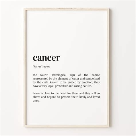 Cancer Definition Print Dictionary Poster Quote Wall Art Cancer