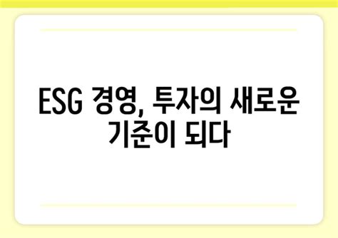 Esg 경영 투자의 새로운 지표 Esg 관련주 10선 Esg 투자 지속가능한 성장 친환경 사회적 책임 지배구조
