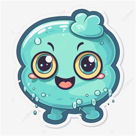 Green And Blue Cute Blob Sticker With Eyes Clipart Vector Sticker Design With Cartoon Bubble