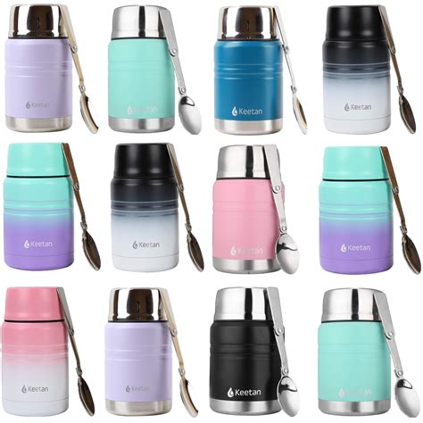 Stainless Steel Food Flask 500ml Vacuum Insulated Thermal Soup Jar With Spoon