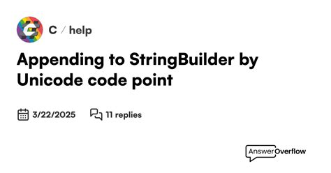 Appending To Stringbuilder By Unicode Code Point C