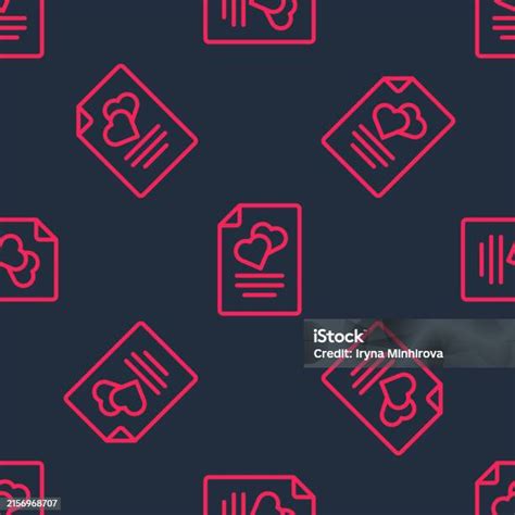 빨간 선 결혼 계약 아이콘 검은 배경에 고립 된 완벽 한 패턴입니다 결혼 증명서 벡터 결혼 증명서에 대한 스톡 벡터 아트 및 기타 이미지 결혼 증명서 결혼식 계약서