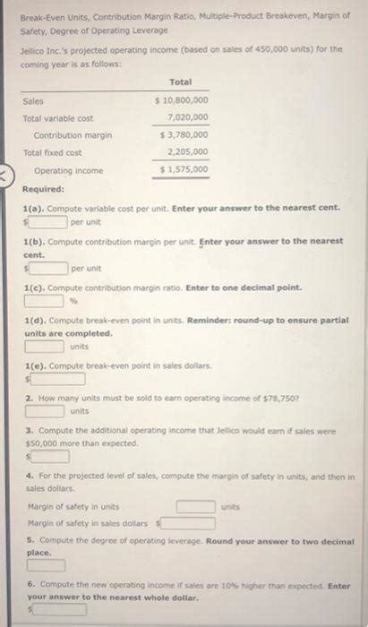 [solved] Break Even Units Contribution Margin Ratio Mult