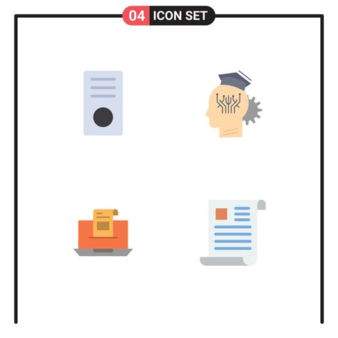 Stock Vector Icon Pack Of 4 Line Signs And Symbols For Computers Technology Gadget Management