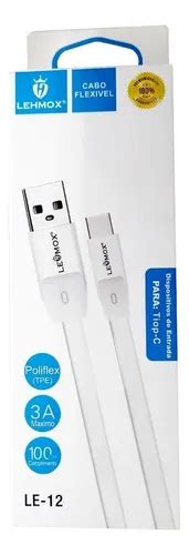 Cabo Usb Tipo C Turbo Refor Ado Metro Lehmox Cor Branco