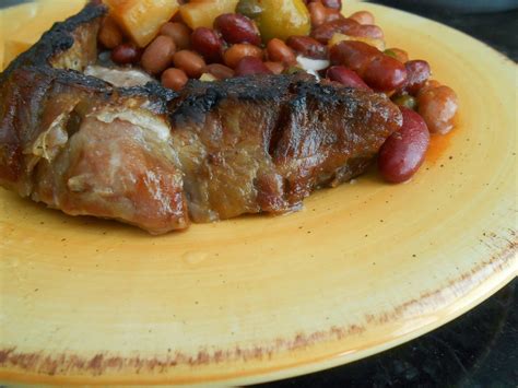 Puerto Rican Sofrito Beans With Rice And Barbecued Pork