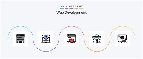 Web Development Line Filled Flat 5 Icon Pack Including Development