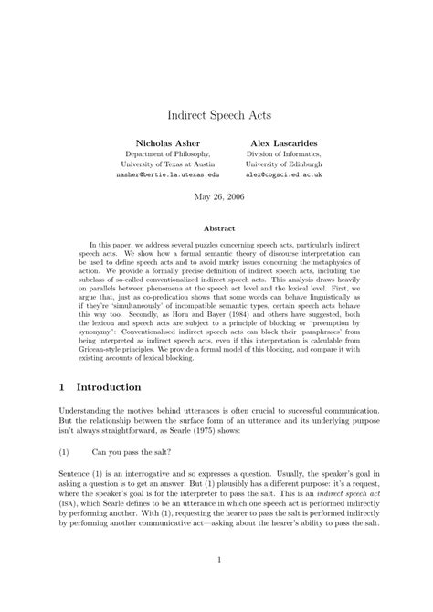 Pdf Indirect Speech Acts