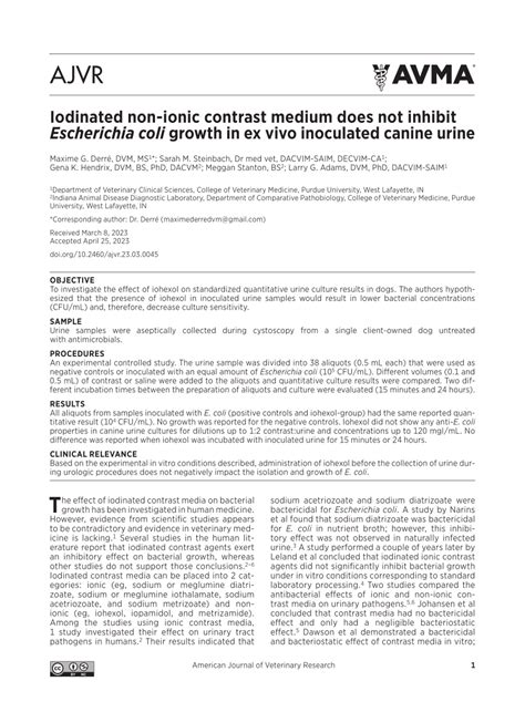 Pdf Iodinated Non Ionic Contrast Medium Does Not Inhibit Escherichia