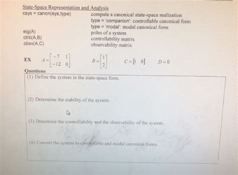 Solved State Space Representation And Analysis Csys