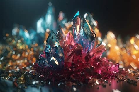 Premium Ai Image Shiny Iridescent Crystal Glass Prisms With Color
