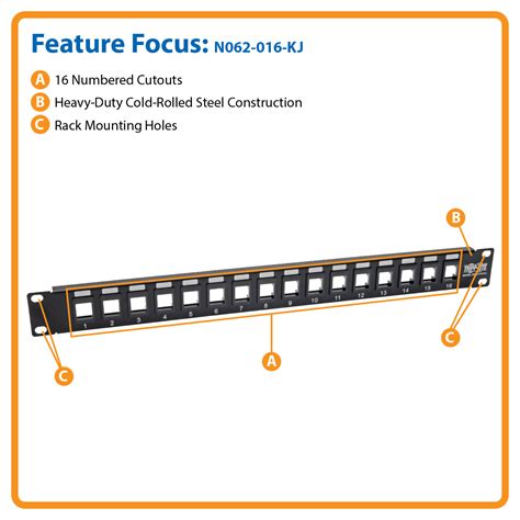 Tripp Lite 16 Port 1u Rack Mount Unshielded Blank Keystone Multimedia Patch Panel Rj45 Ethernet