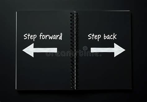 Minimalistic Black Spiral Notebook Step Forward And Step Back Arrows
