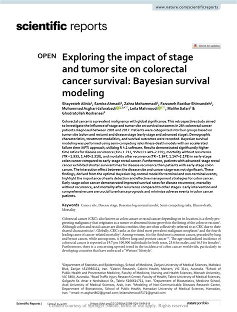 Pdf Exploring The Impact Of Stage And Tumor Site On Colorectal Cancer Survival Bayesian