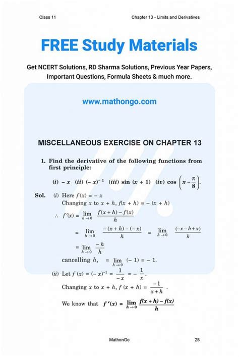 Ncert Solutions For Class 11 Maths Chapter 13 Miscellaneous Mathongo