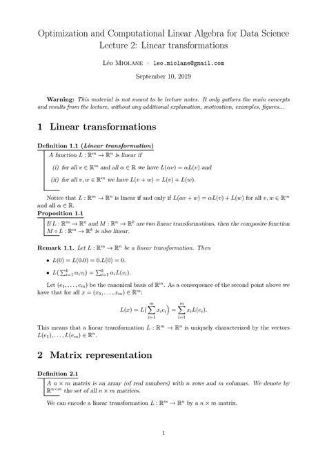 Linear Dependency Optimization And Computational Linear Algebra For Data Science Lecture