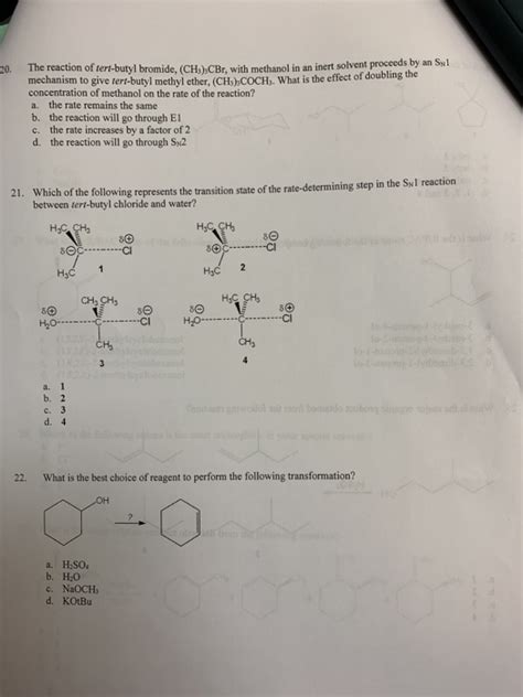 Solved 20 The Reaction Of Tert Butyl Bromide Chhcbr With