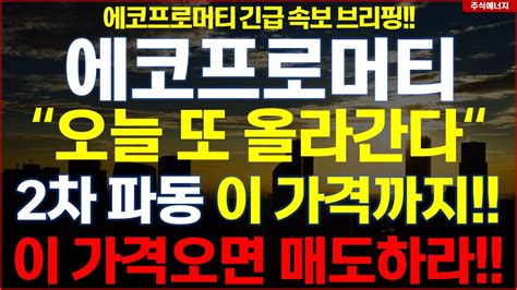 에코프로머티 오늘 또 올라간다 2차 파동 이 가격까지 이 가격오면 매도하라 에코프로 에코프로머티 긴급속보 브리핑 Youtube