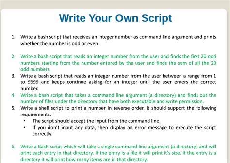 Solved Write Your Own Script 1 Write A Bash Script That