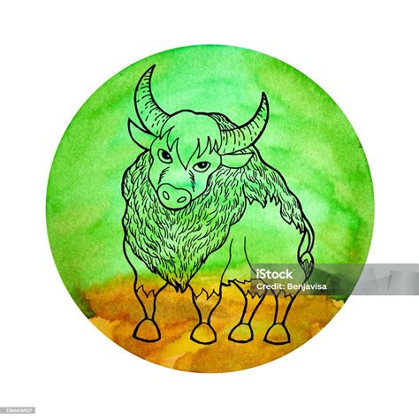 황소 자리 조세포 점성술 별자리 기호 기호 기호 로고 아이콘 디자인 에 흙 요소 색상 아트 배경 수채화 만화 그림 그림 개념에 대한 스톡 벡터 아트 및 기타 이미지 Istock
