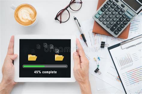 Transfer Files Data System Relocation Concept Person Hand Using