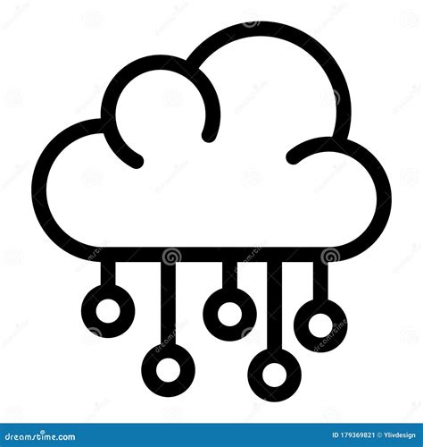 Digital Cloud Data Icon Outline Style Stock Vector Illustration Of